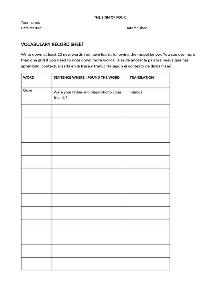 The Sign of Four Worksheet | PDF | Sherlock Holmes | Arthur Conan Doyle ...