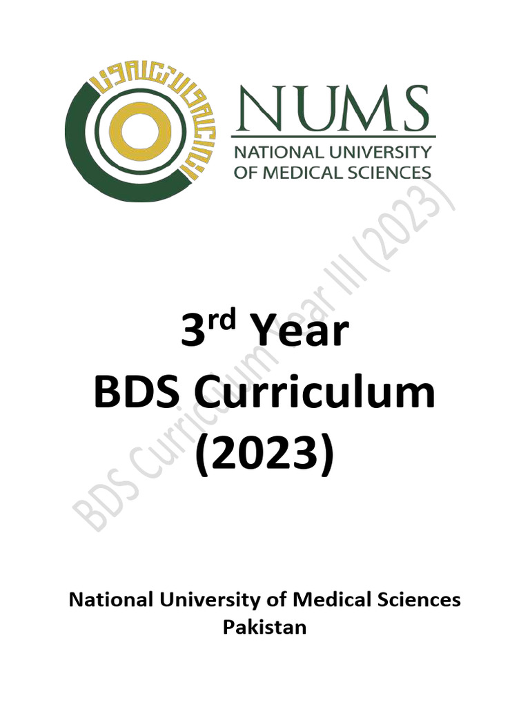 3rd Year BDS Curriculum 2023 | PDF | Periodontology | Dentistry