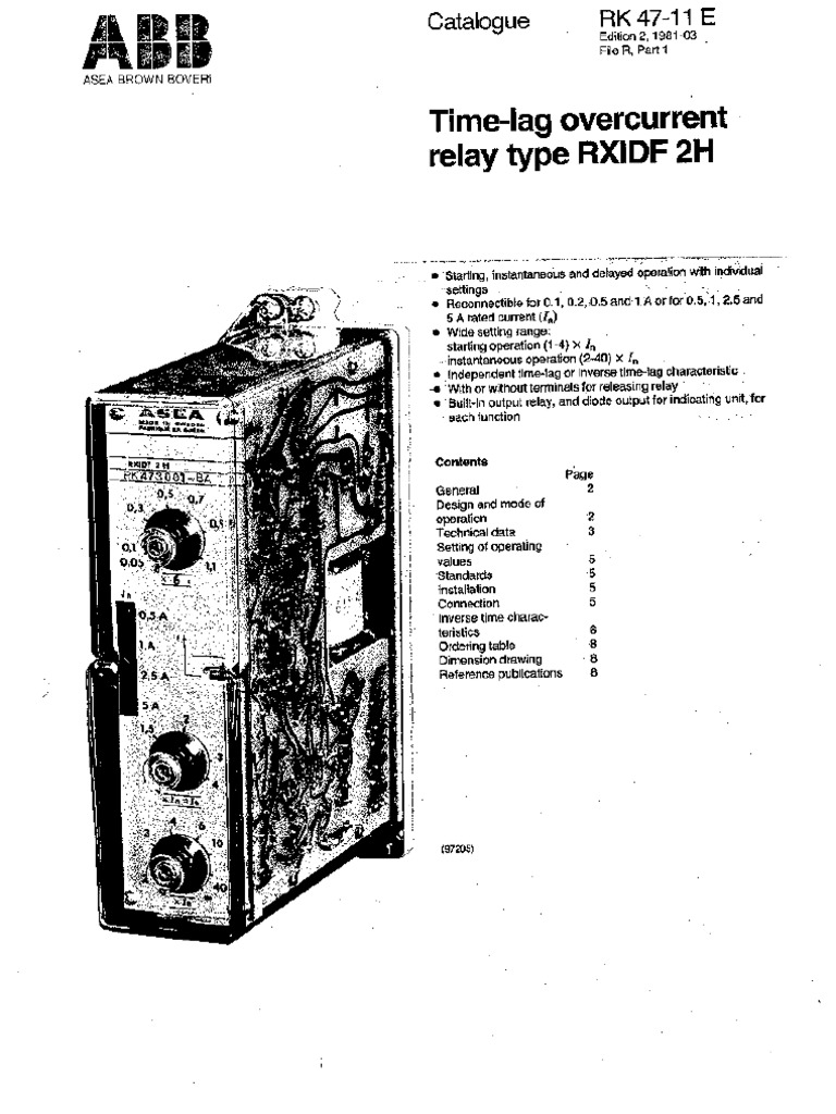 RK47-11E en RXIDF 2H Time-Lag Overcurrent Relay | PDF