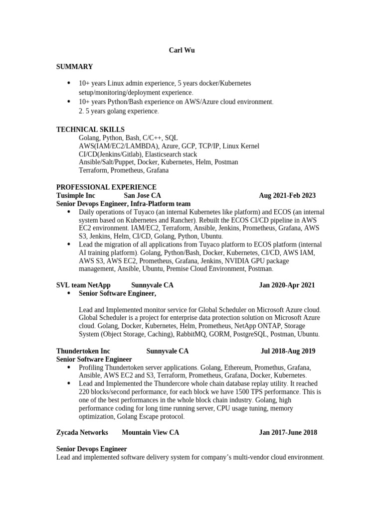 Carl Wu- SRE-Mckinsey | PDF | Amazon Web Services | Computer Engineering