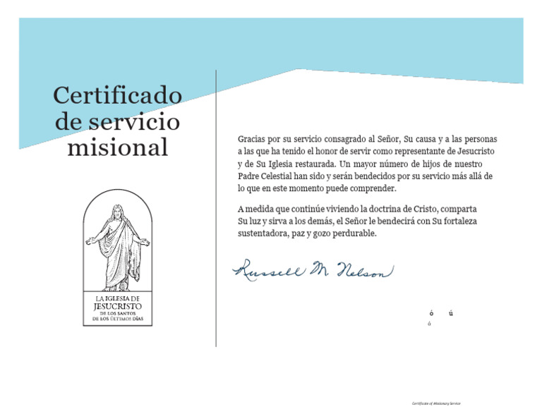 Certificado de Servicio Misional | PDF