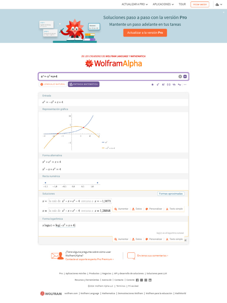 Power (E, X) - Power (X, 2) +x+4 - WolframAlpha | PDF