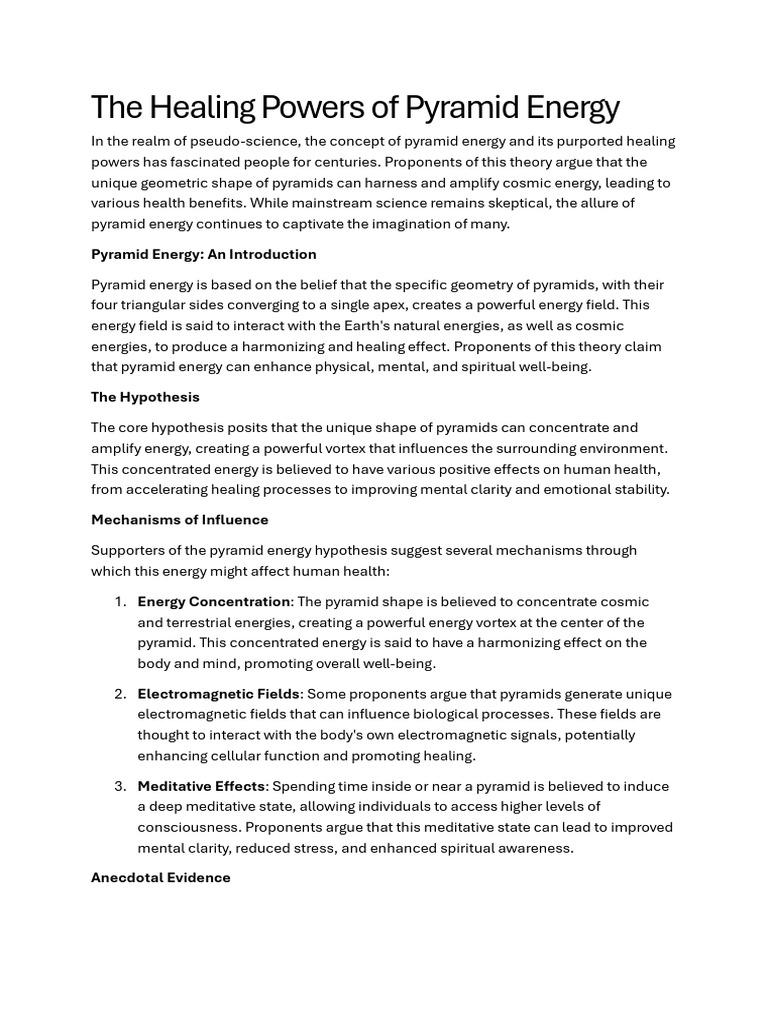 The Healing Powers of Pyramid Energy | PDF | Evidence | Science