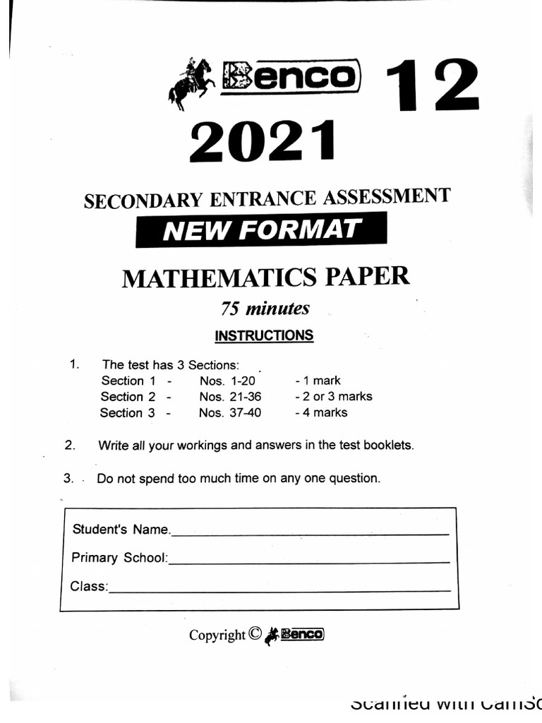 Benco 2021 SEA MAthematics Book 12 | PDF
