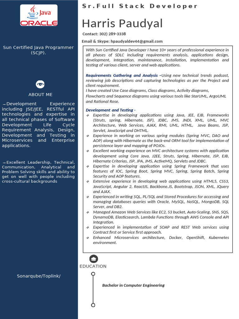 Sr. Full Stack Developer - Harris | PDF | Spring Framework | Web Service