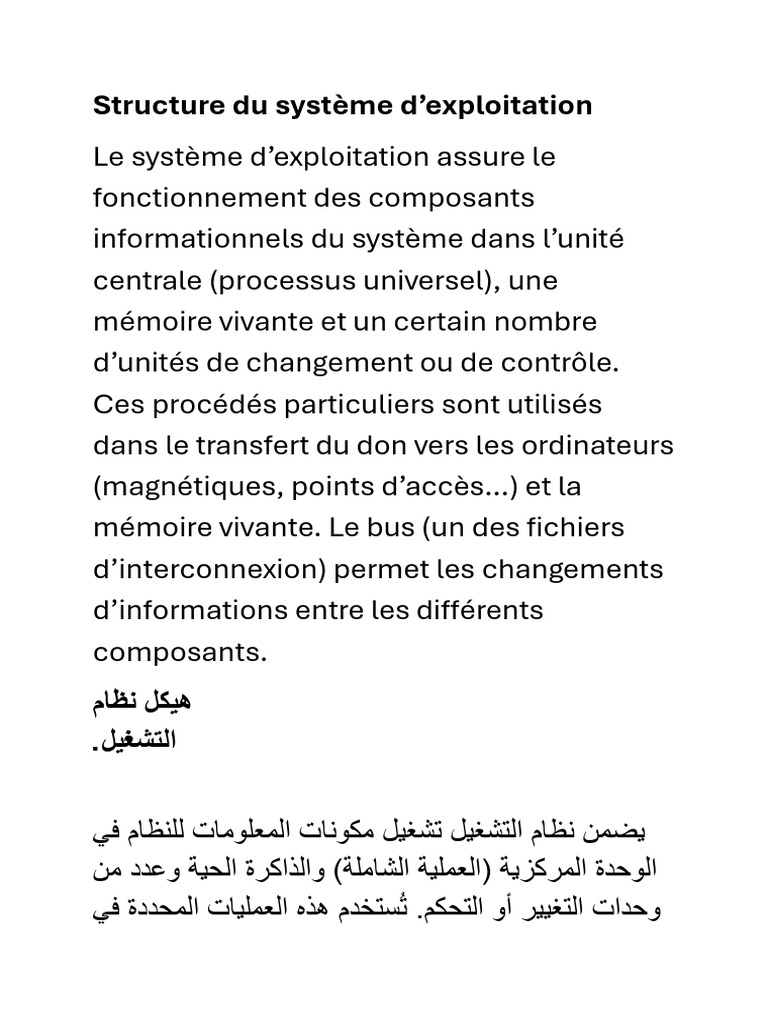 Structure Du Système D'exploitation | PDF