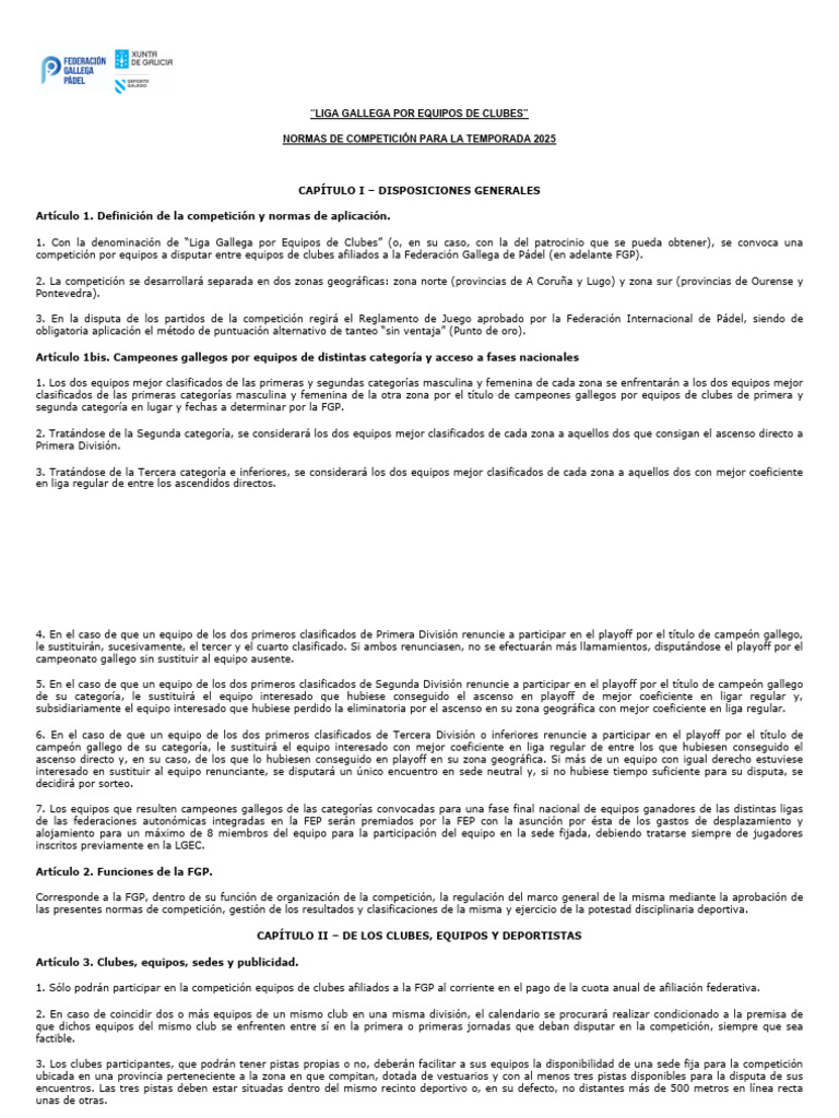Liga Gallega Por Equipos de Clubes Liga Gallega Por Equipos de Clubes 2025 Zona Norte Acta Liga ...