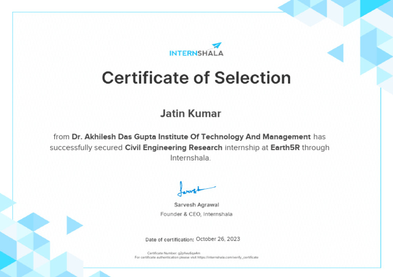 Civil Engineering Research Internship_internship_certificate | PDF