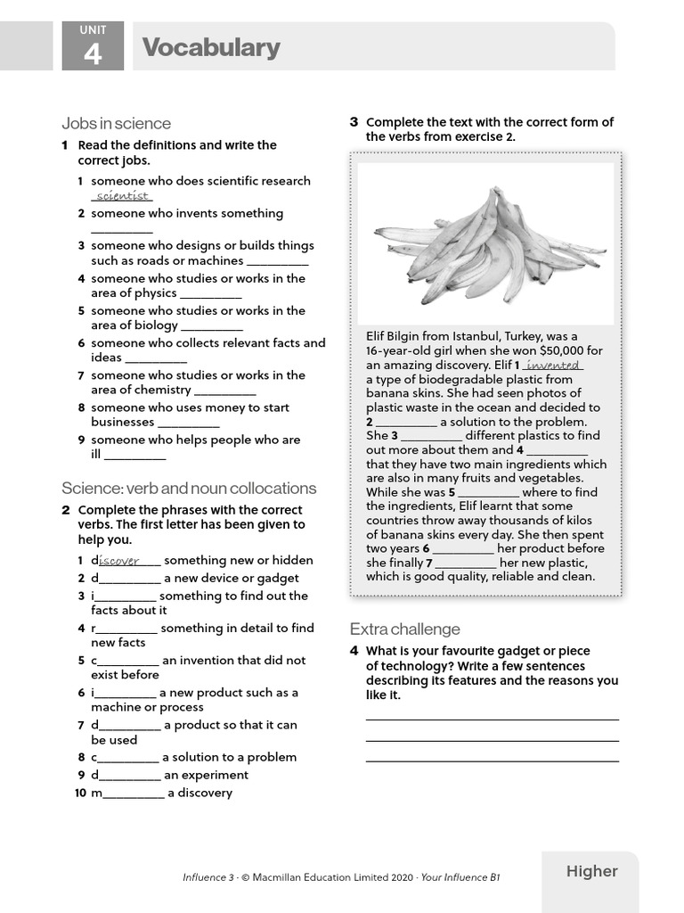 L3 B1 U4 Vocabulary Higher-1 | PDF | Linguistics | Syntax