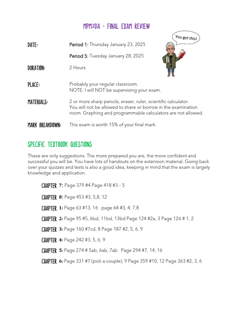 MPM2DA Exam Review Guide | PDF