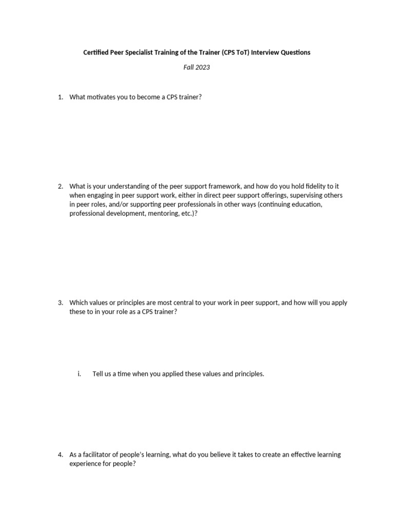 CPS ToT Interview Questions | PDF