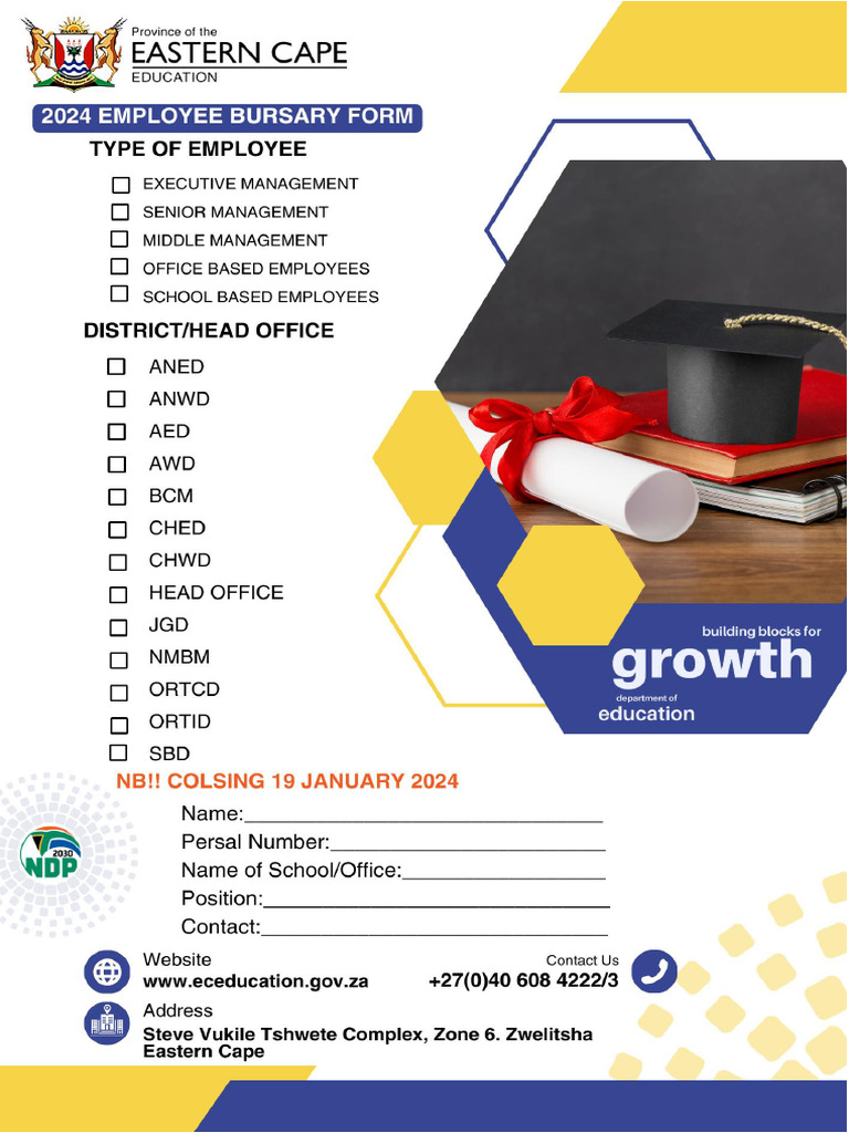 2024 Employee Bursary Application Form | PDF