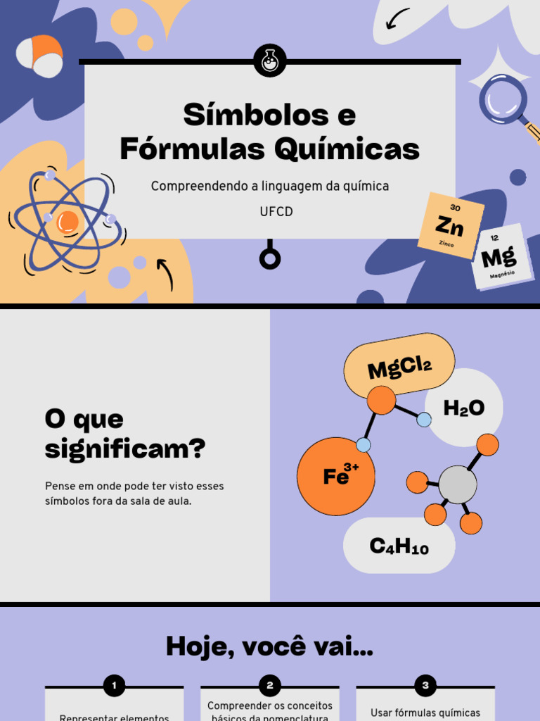 Apresentação símbolos e fórmulas químicas | PDF | Química | Compostos ...