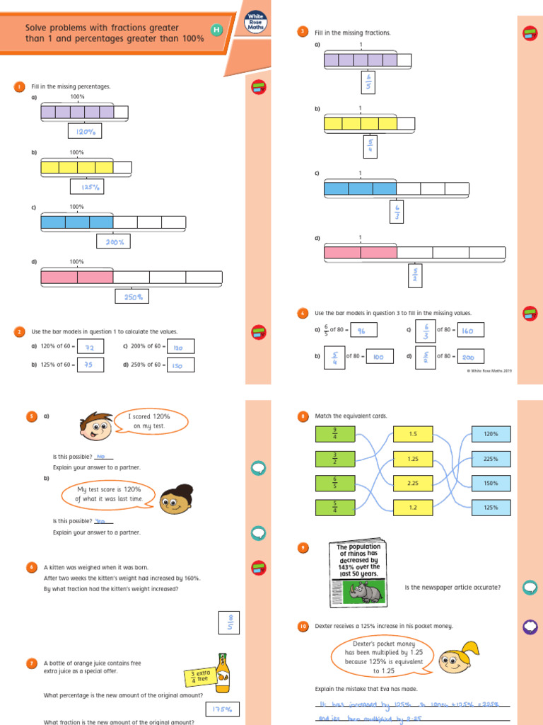 Fraction and Percentage Year 7 | PDF | Percentage | Interest