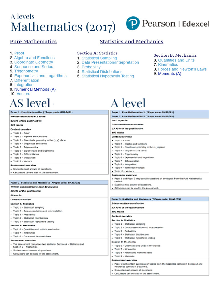 Pure Mathematics Statistics and Mechanics | PDF