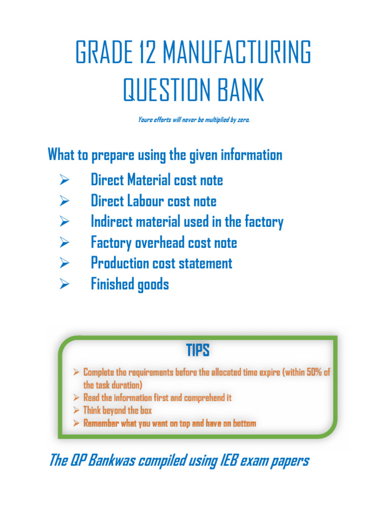 Grade 12 Manufacturing Accounting Notes | PDF | Expense | Depreciation