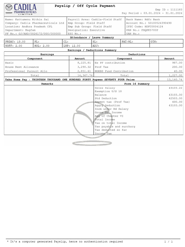 Jan Payslip | PDF | Income | Personal Finance