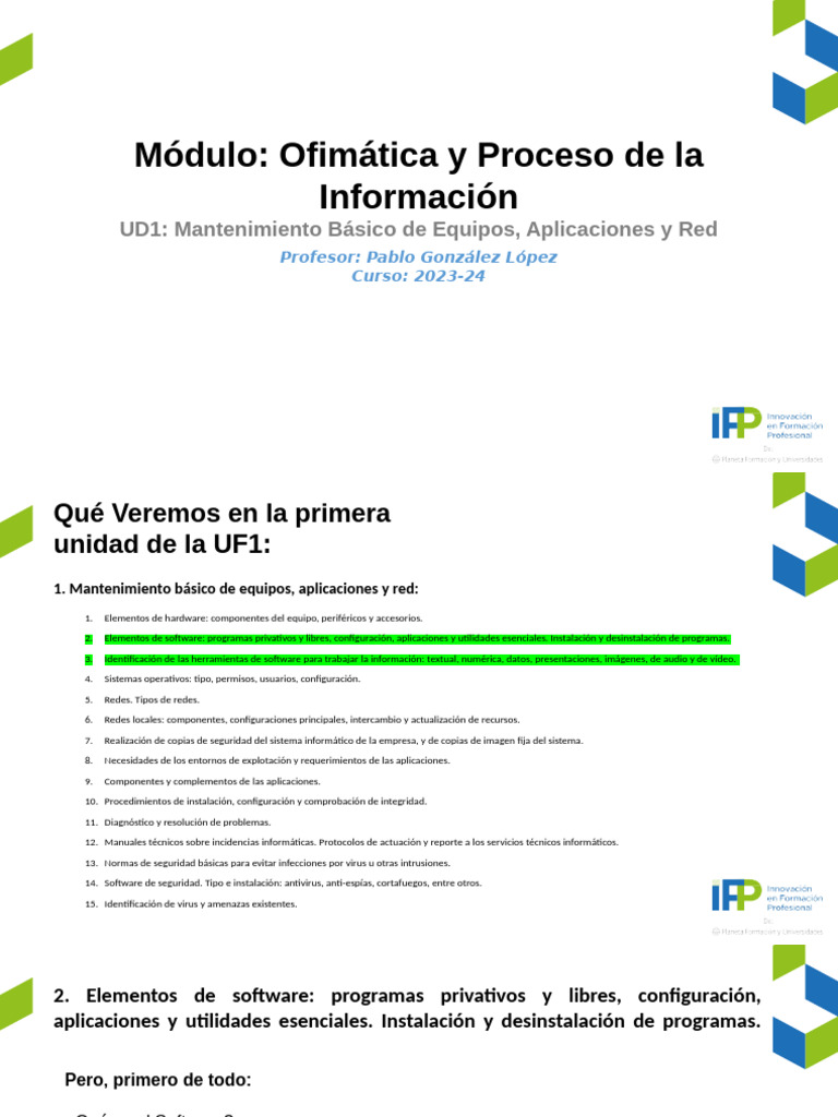 UF1 - Ofimática y Proceso de La Información (II) | PDF | Hardware de la computadora | Software libre