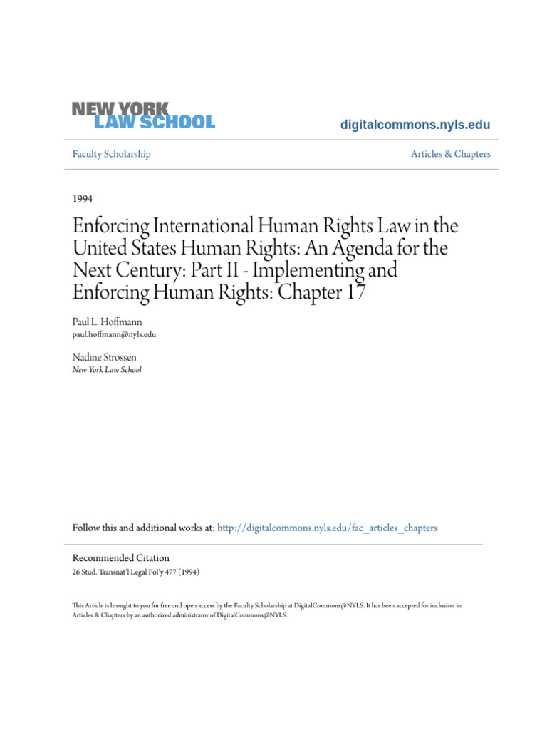 Enforcing International Human Rights Law in The United States | PDF ...
