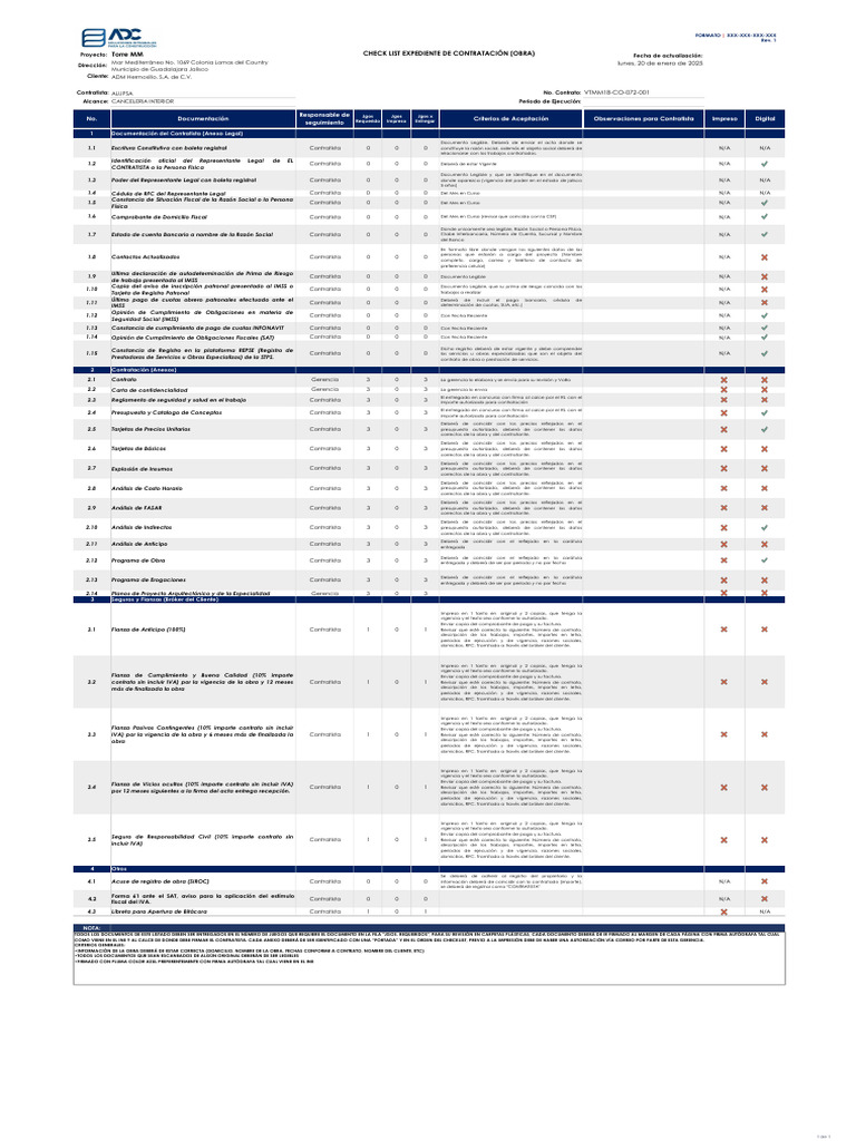 ADC-Checklist de Contratacion REV02 | PDF | Presupuesto