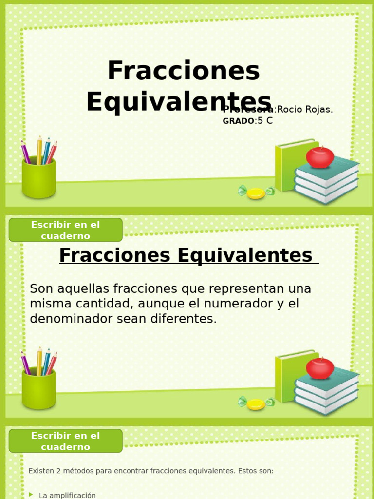 5° 6 MATEMTICA PPT Fracciones Equivalentes 5to | PDF