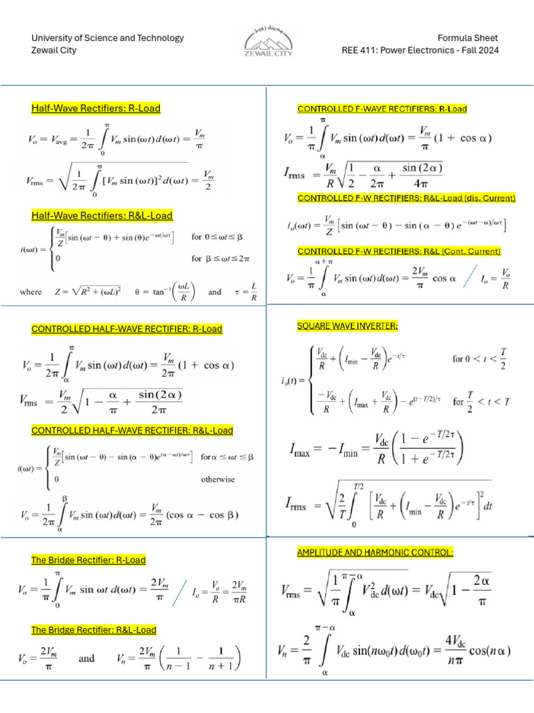 REE 411 Formula | PDF