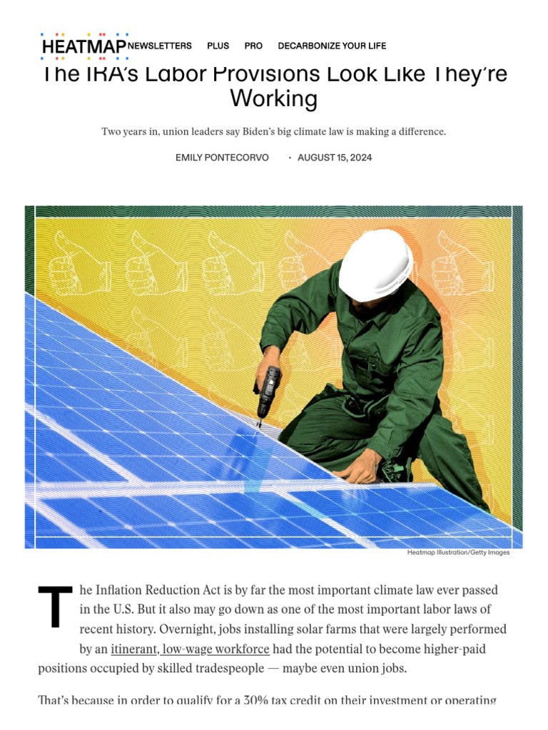The IRA's Labor Provisions Look Like They'Re Working - Heatmap News ...
