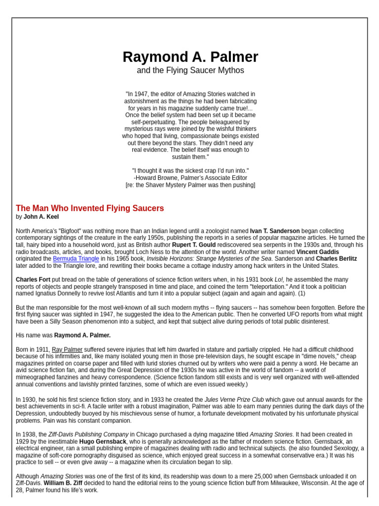 Brother Raymond and The Flying Saucer Mythos | PDF | Unidentified ...
