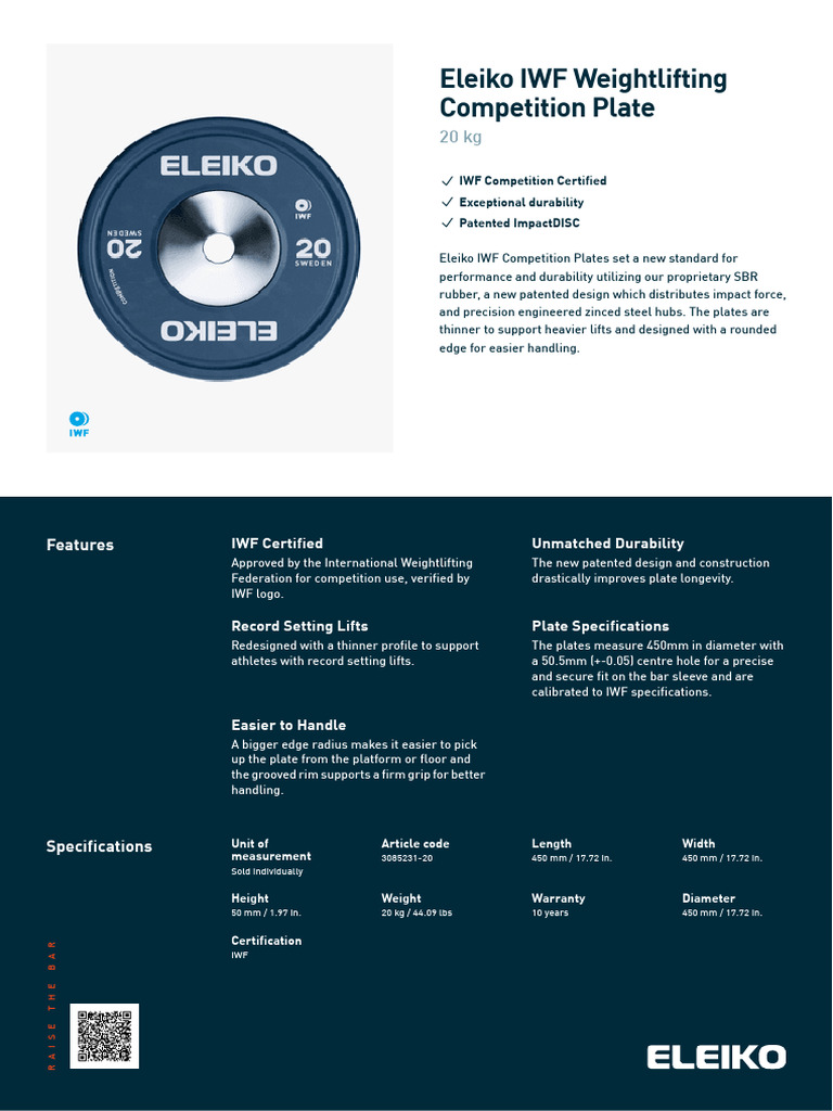 product-sheet-eleiko-iwf-weightlifting-competition-plate-20-kg | PDF