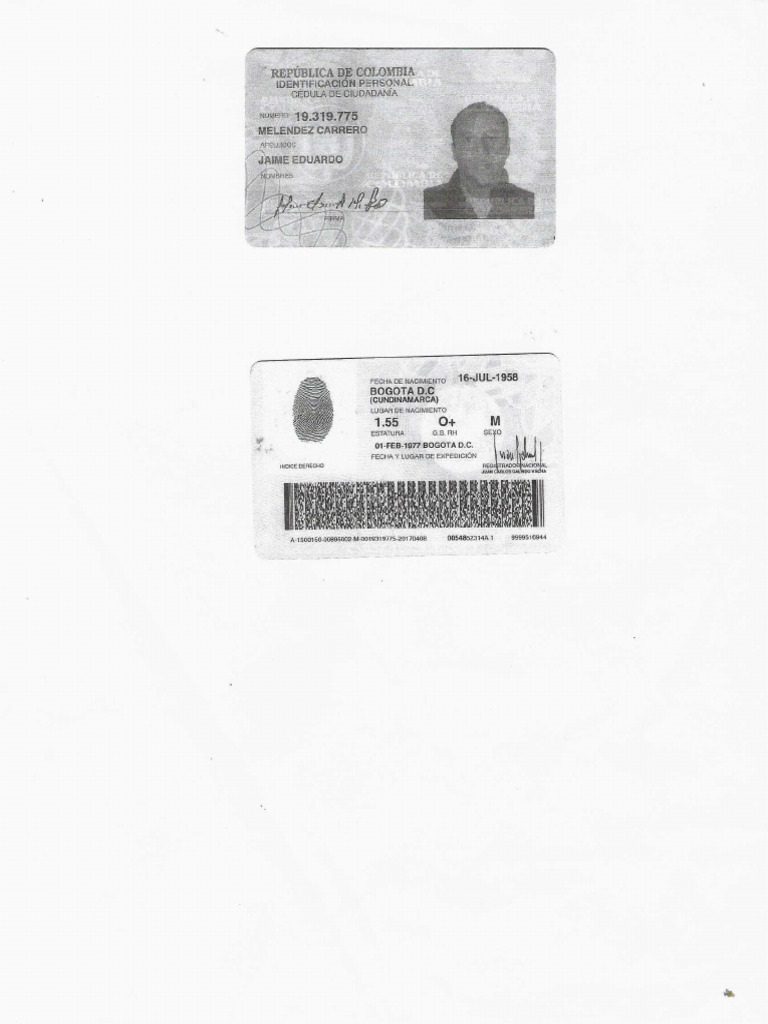 Cedula Jaime Melendez | PDF