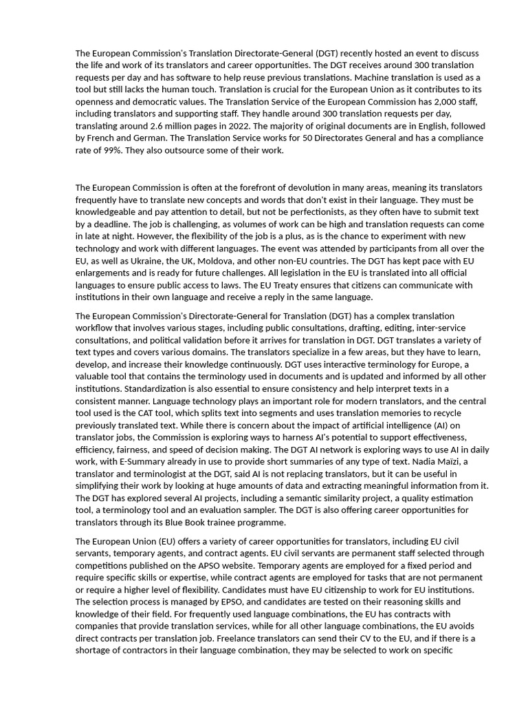 EU Translation Careers and AI Insights | PDF | Artificial Intelligence ...