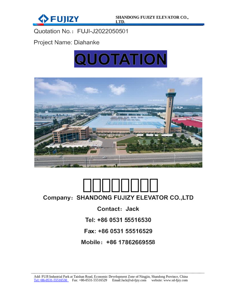 FUJIZY Quotation For Diahanke | PDF | Elevator | Manufactured Goods