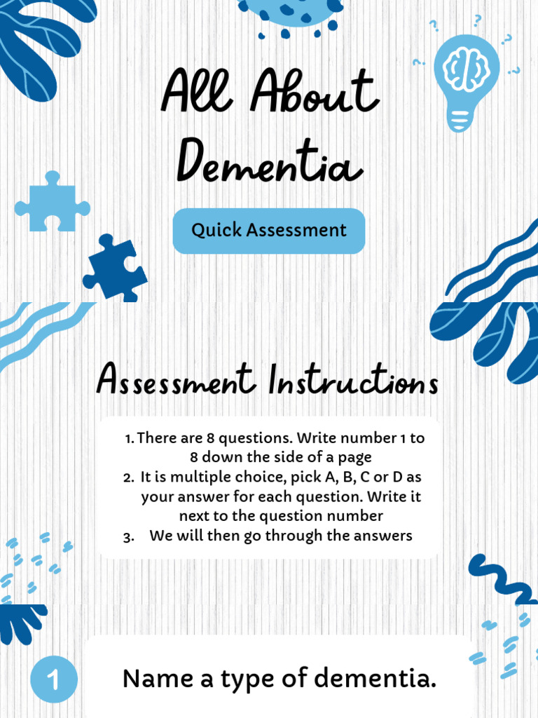 Dementia Assessment Guide: Key Questions | PDF | Dementia | Alzheimer's ...
