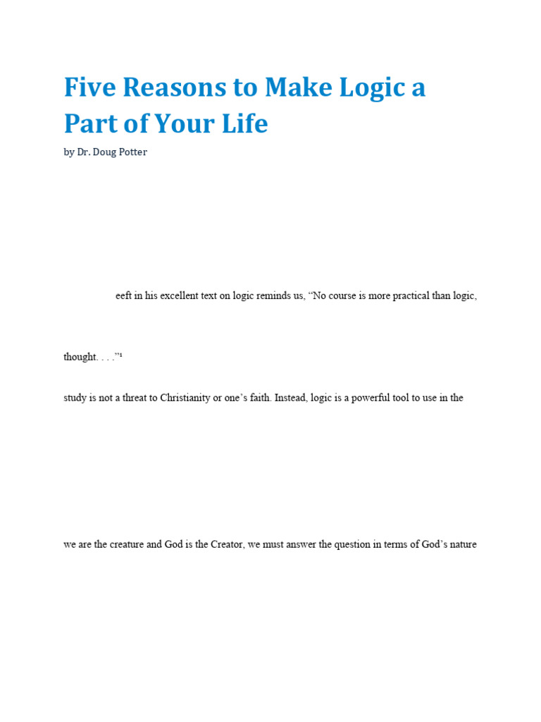 Five Reasons To Make Logic A Part of Your Life by Doug Potter | PDF ...