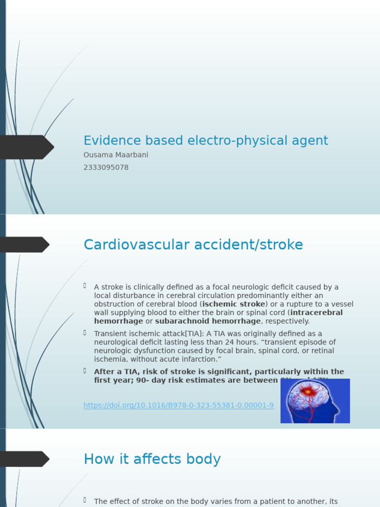 Evidence Based Electro-Physical Agent | PDF | Stroke | Major Depressive Disorder