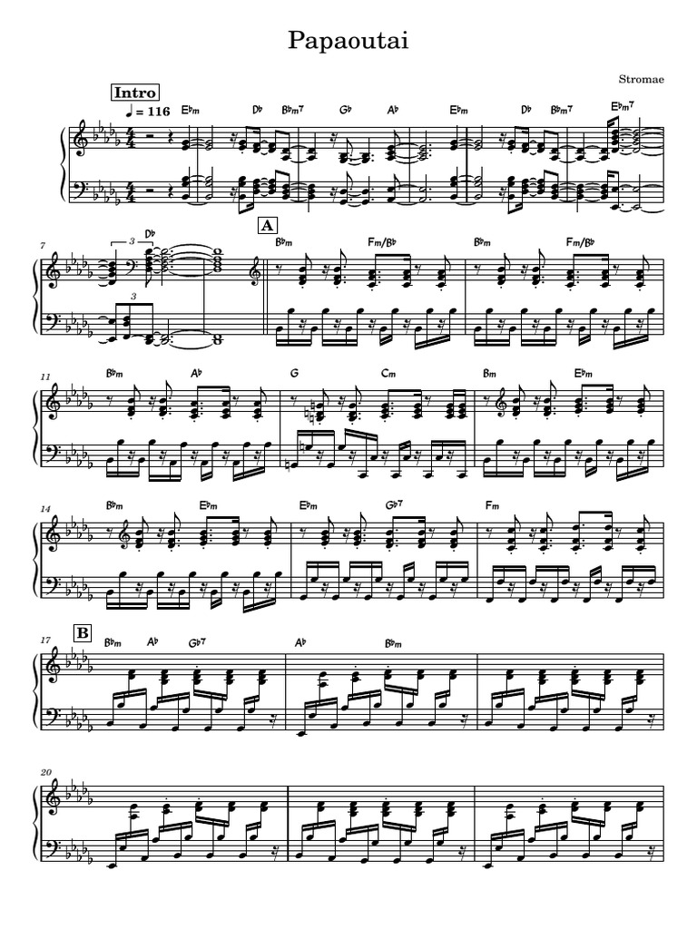 Papaoutai Stromae Piano Accompaniment | PDF