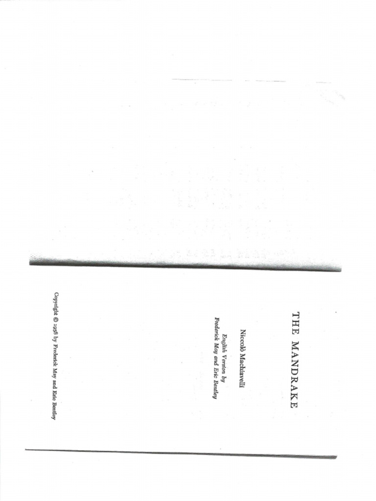 THE MANDRAKE by Niccolo Machiavelli | PDF