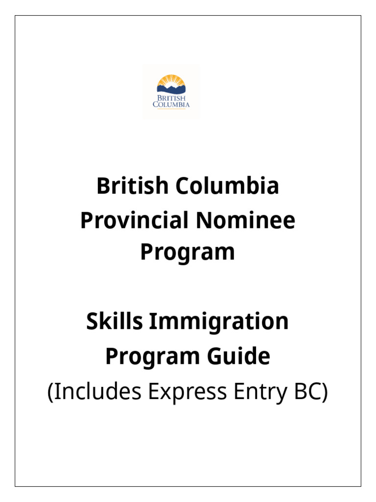 BC PNP Skills Immigration Program Guide | PDF | International English ...