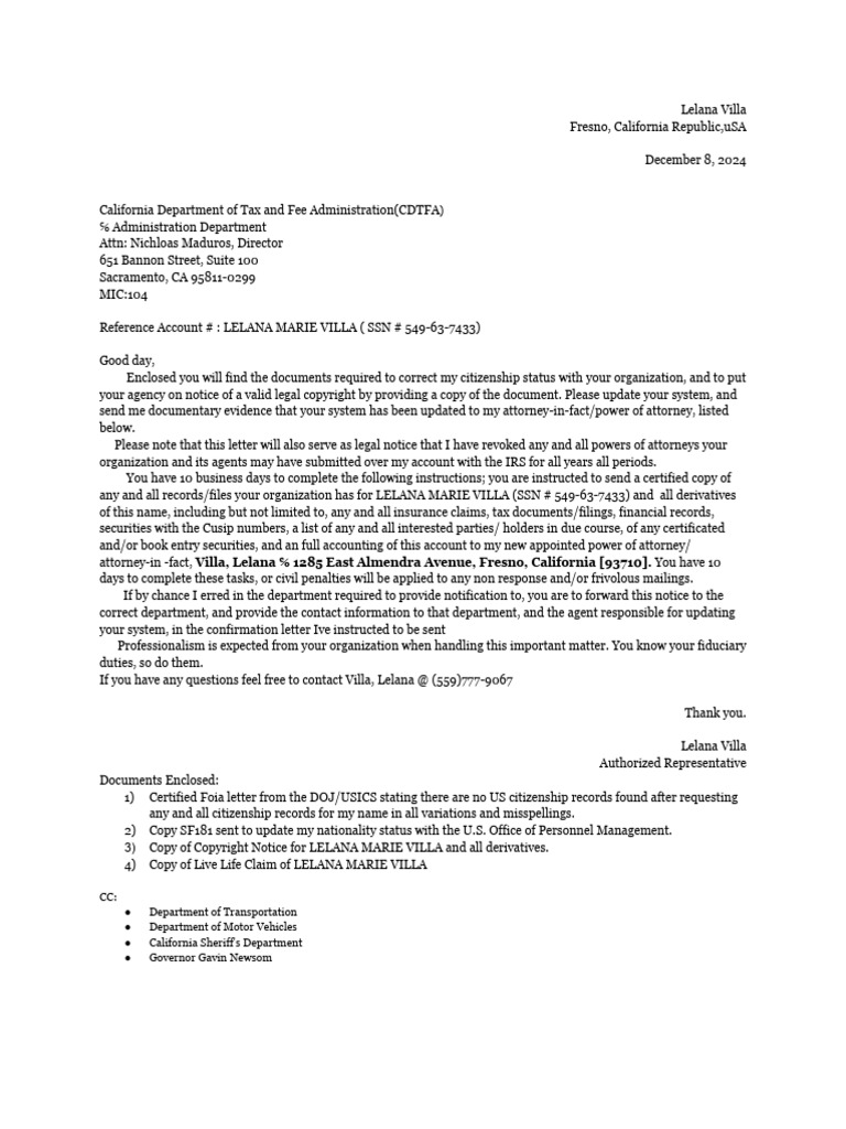 Department of Revenue Letter | PDF