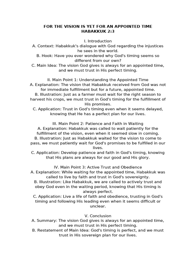 SERMON ON THE VISION | PDF | Religious Belief And Doctrine | Theology