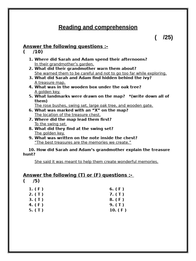 Grade 6 KEY ANSWER | PDF