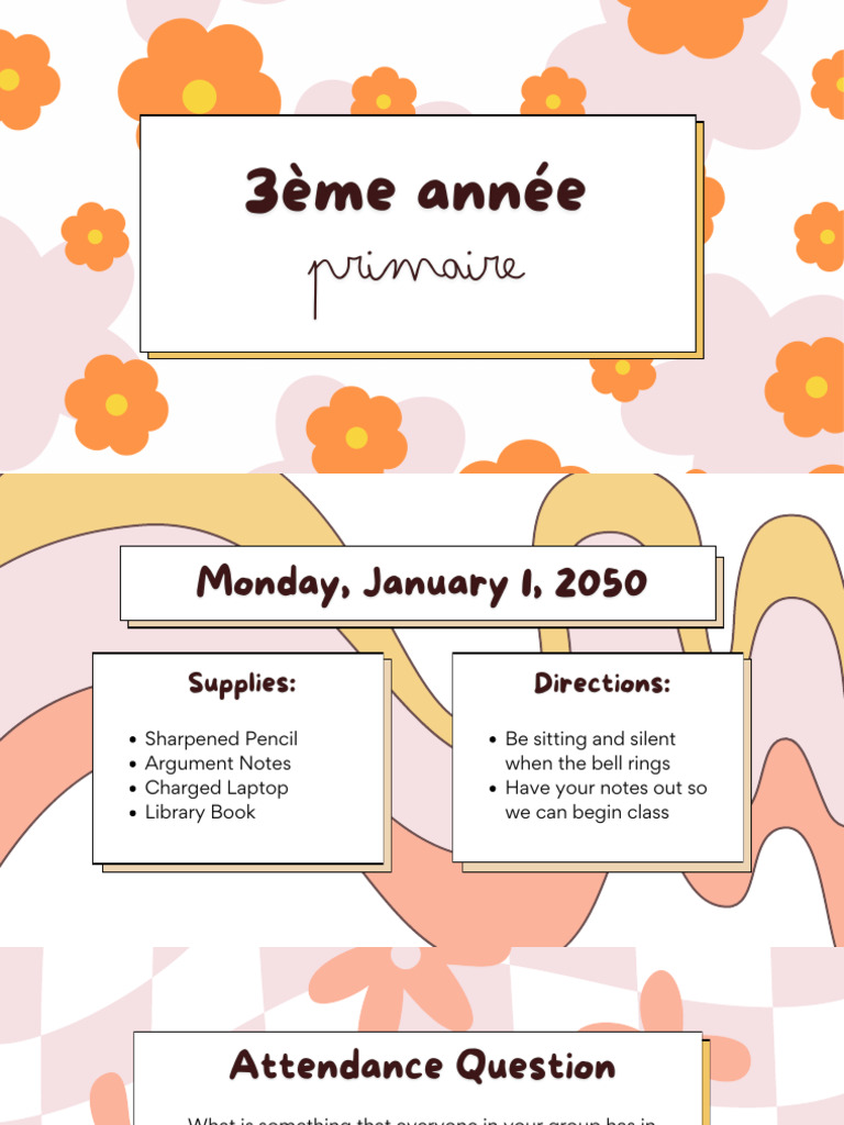 Education Daily Class Agenda in Orange and Pink Retro Style | PDF