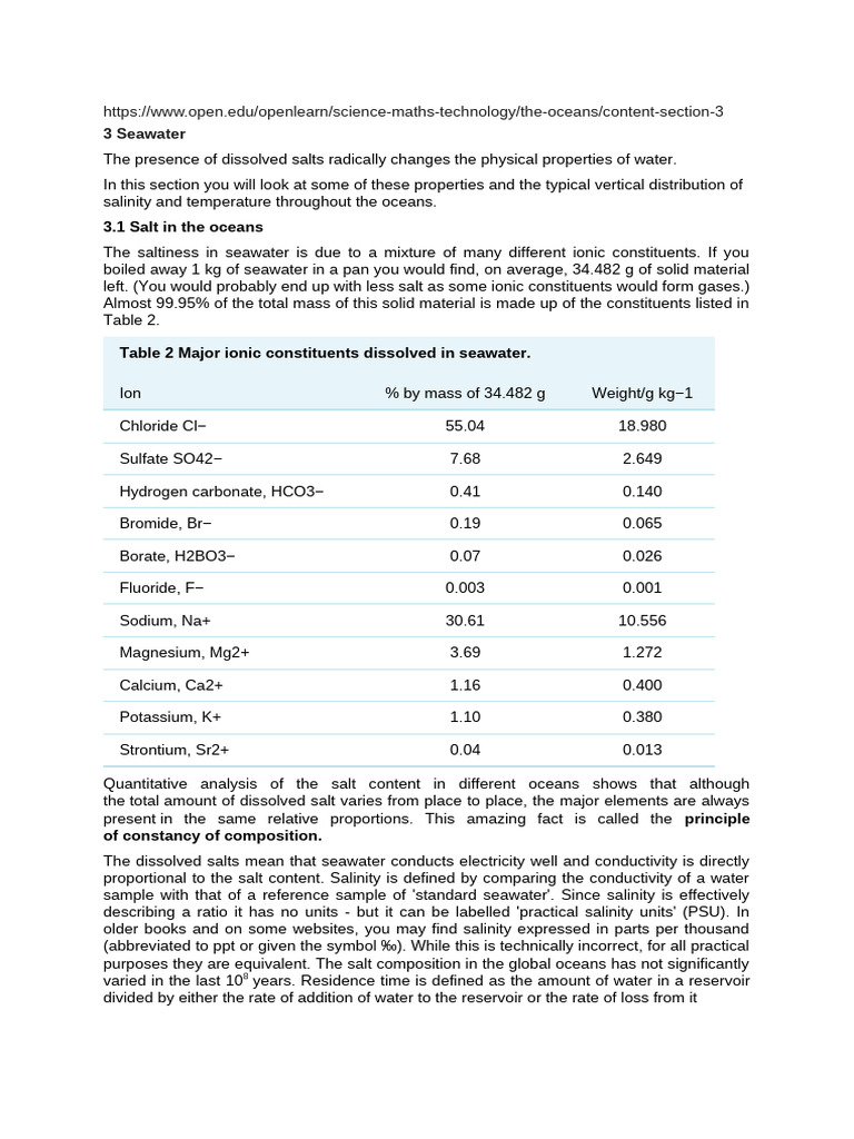 Seawater Properties: Salinity & Density | PDF | Salinity | Oceans