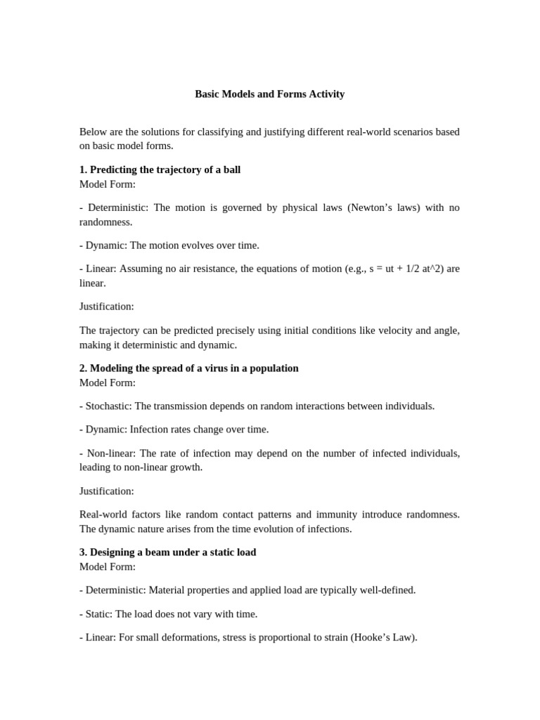 Basic Models and Forms Solutions | PDF | Nonlinear System | Determinism