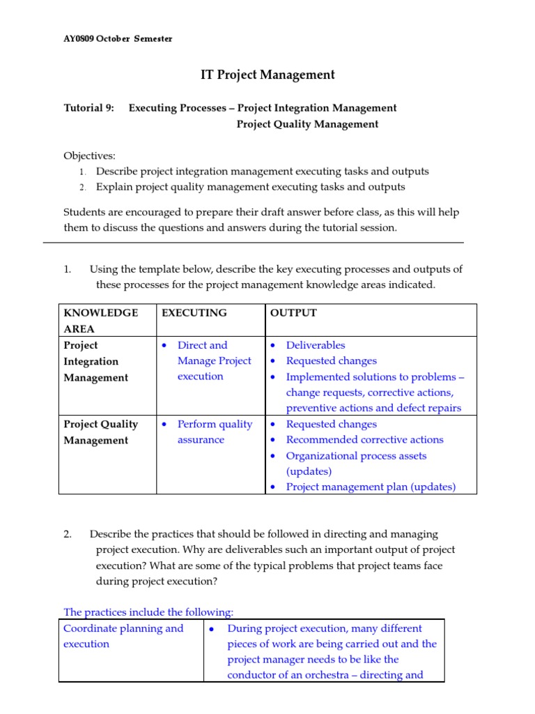 Project Integration & Quality Management | PDF | Project Management ...