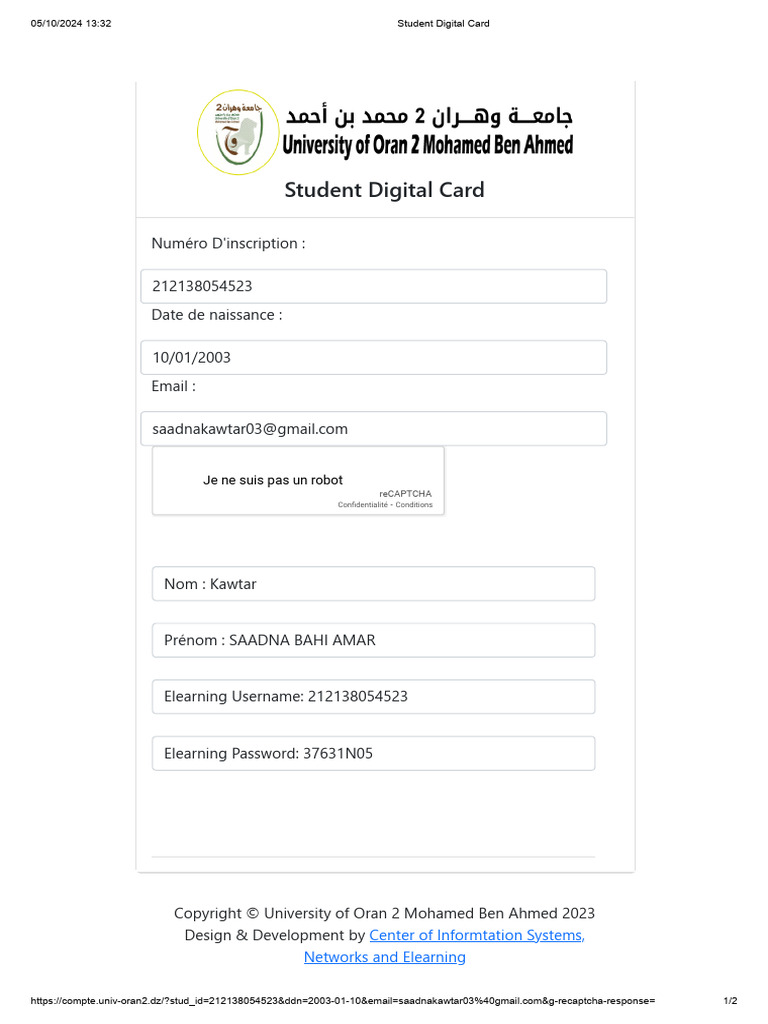 Student Digital Card Information | PDF