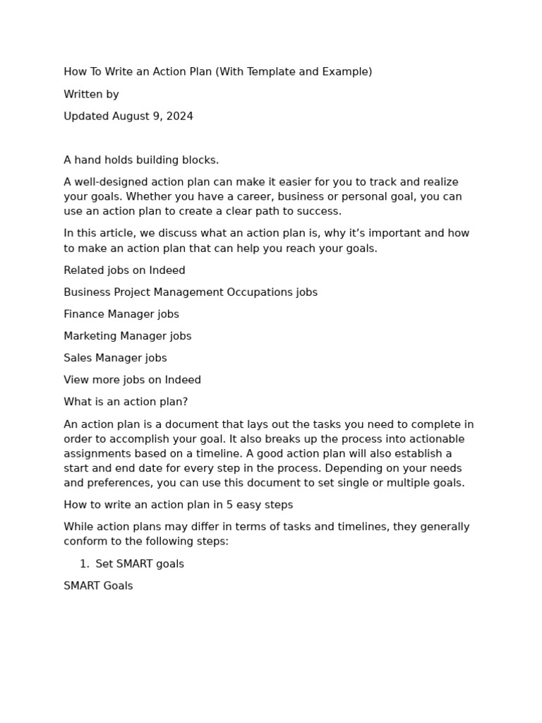 Writing an Effective Action Plan Guide | PDF | Goal | Strategic Planning