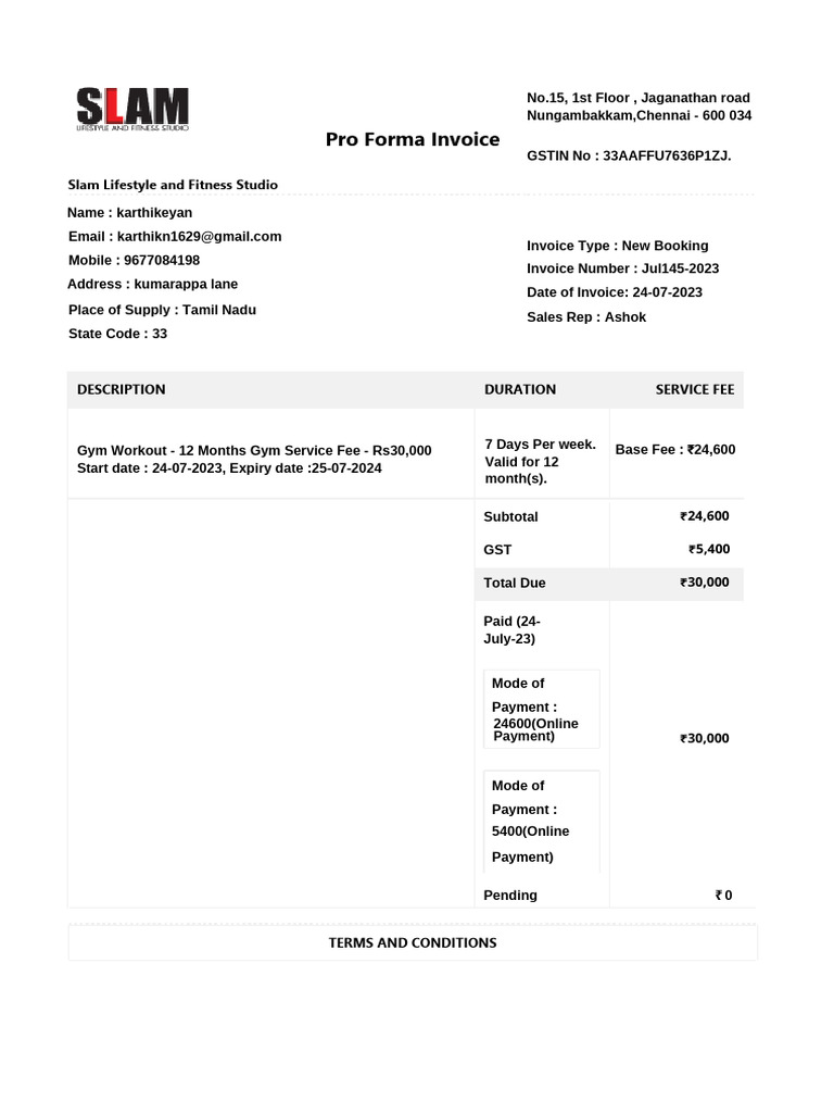 Gym Bill | PDF | Invoice | Payments