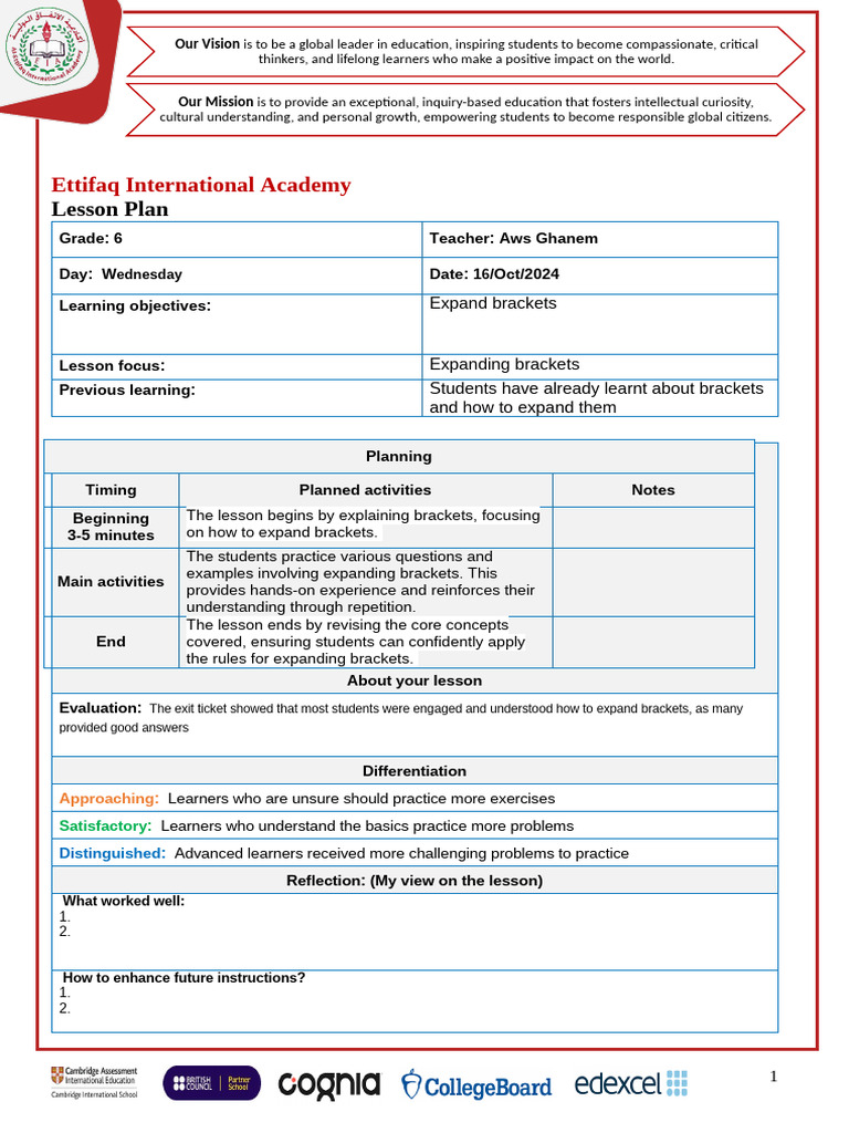 Lesson plan 2.4 | PDF | Lesson Plan | Learning
