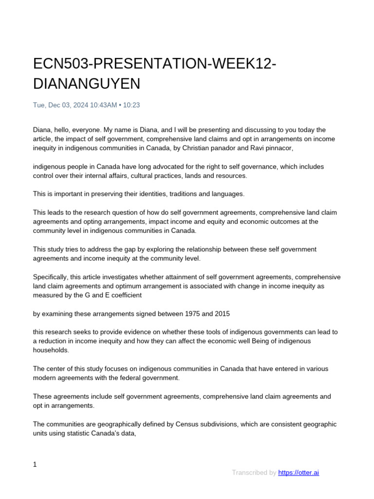 Ecn503 Presentation Week12 Diananguyen | PDF | Methodology